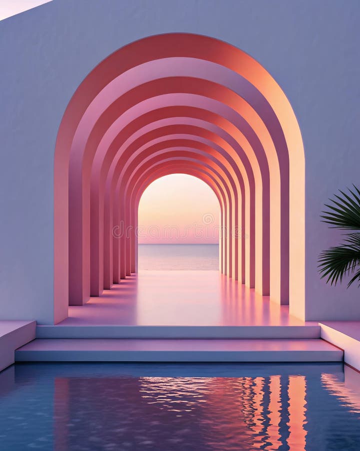 Glitchwave Minimalist Background with Surreal 3D Design Elements Stock ...