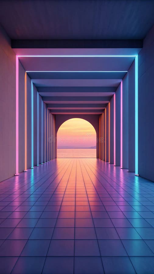 Glitchwave Minimalist Background with Surreal 3D Design Elements Stock ...