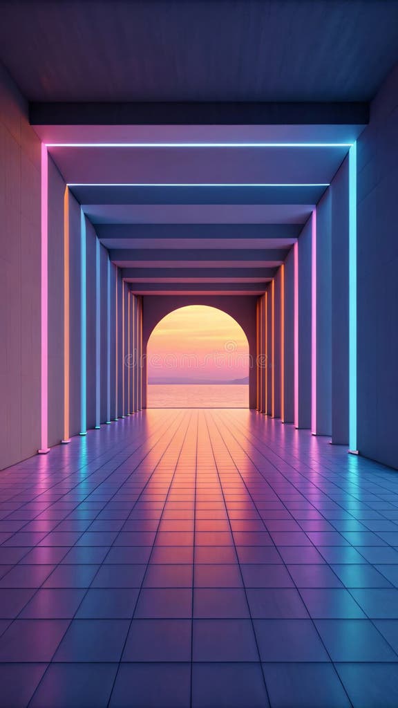 Glitchwave Minimalist Background with Surreal 3D Design Elements Stock ...