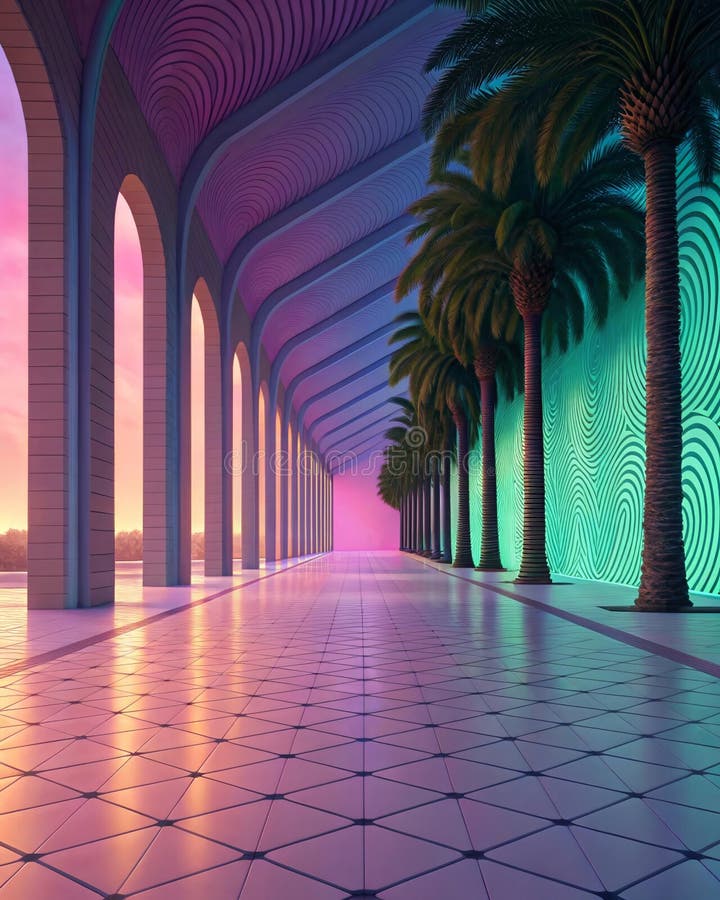 Glitchwave Minimalist Background with Surreal 3D Design Elements Stock ...
