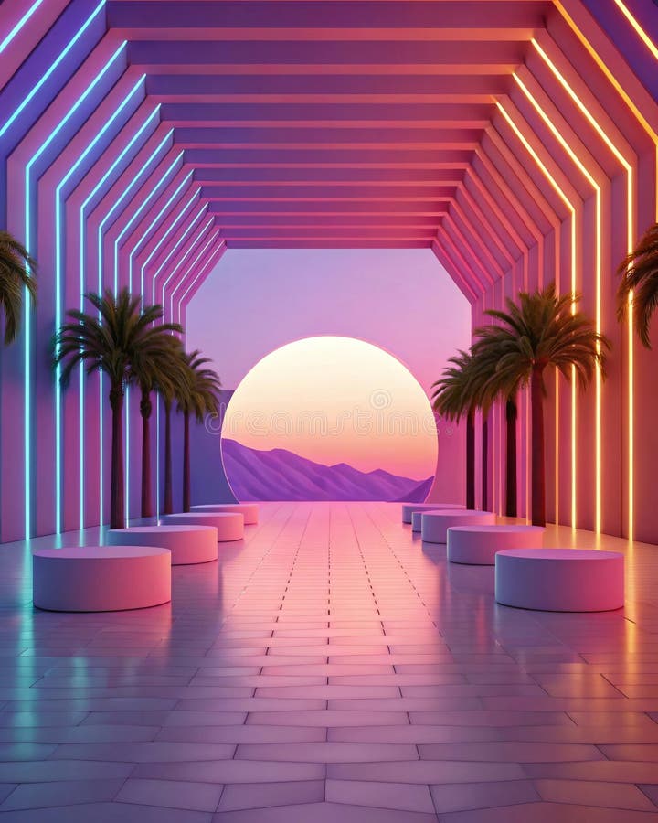 Glitchwave Minimalist Background with Surreal 3D Design Elements Stock ...