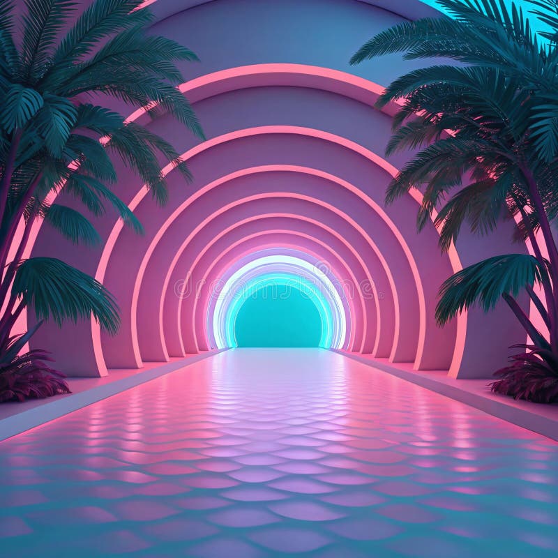 Glitchwave Minimalist Background with Surreal 3D Design Elements Stock ...
