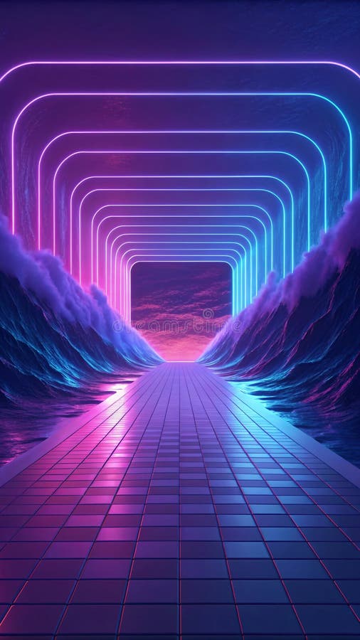 Glitchwave Minimalist Background with Surreal 3D Design Elements Stock ...
