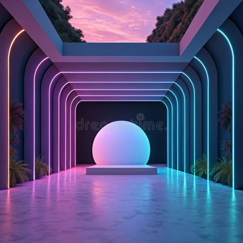 Glitchwave Minimalist Background with Surreal 3D Design Elements Stock ...