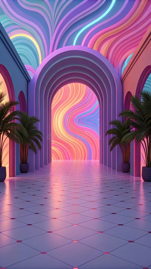 Glitchwave Minimalist Background with Surreal 3D Design Elements Stock ...