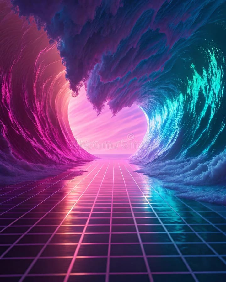 Glitchwave Minimalist Background with Surreal 3D Design Elements Stock ...