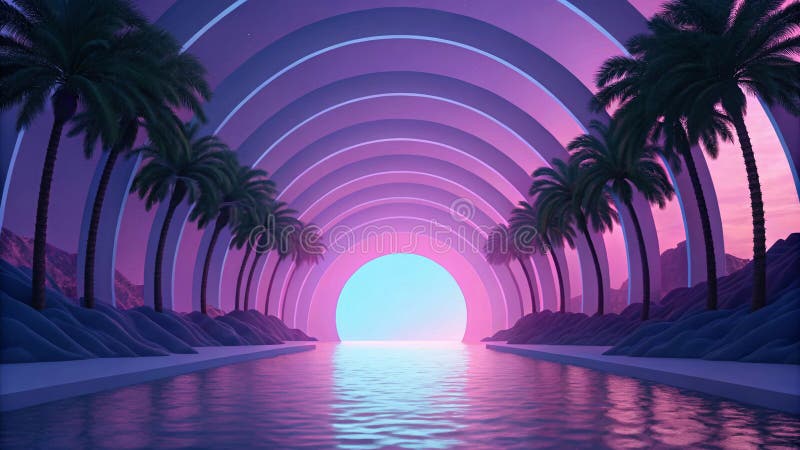 Glitchwave Minimalist Background with Surreal 3D Design Elements Stock ...