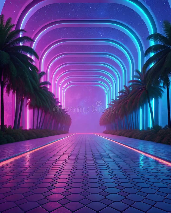 Glitchwave Minimalist Background with Surreal 3D Design Elements Stock ...