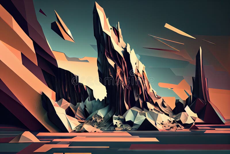 A Glitchy, Abstract Digital Landscape, with Sharp Angles and Distorted ...