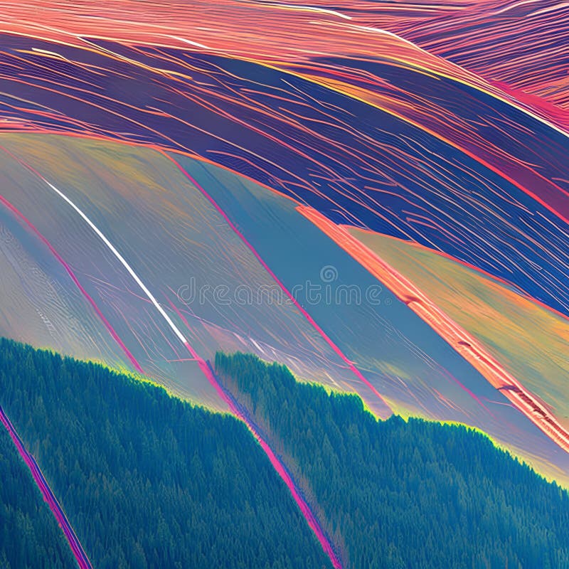 A Glitchy Abstract Landscape of Mountains and Valleys, with Pixels and ...