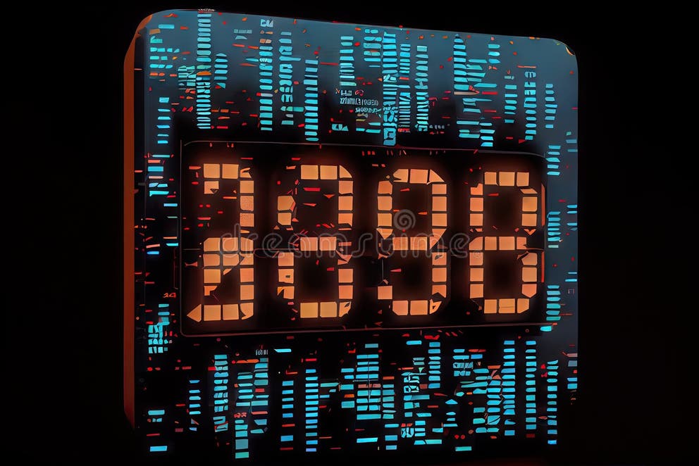 A Glitchy Digital Clock with Distorted Numbers, a Flickering Display ...