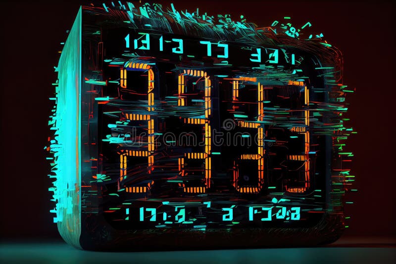 A Glitchy Digital Clock with Distorted Numbers, a Flickering Display ...