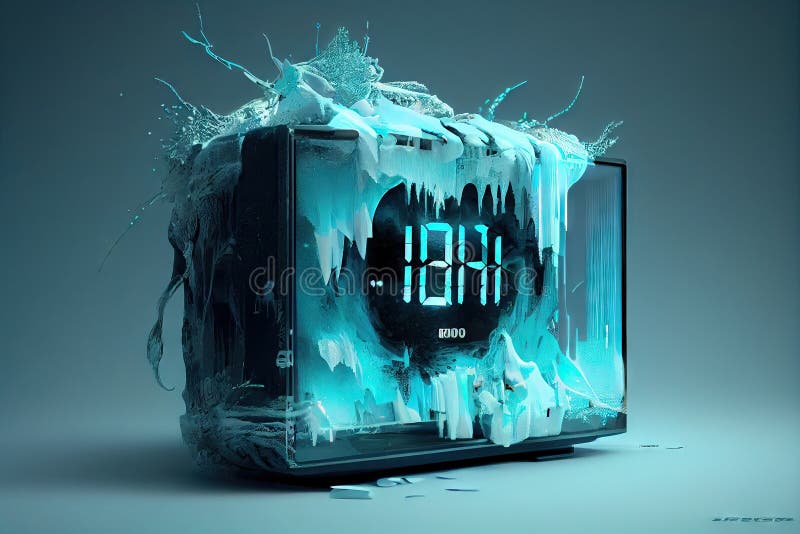 A Glitchy Digital Clock, with the Time Frozen at an Impossible Hour ...