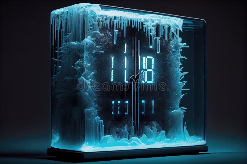 A Glitchy Digital Clock, with the Time Frozen at an Impossible Hour ...