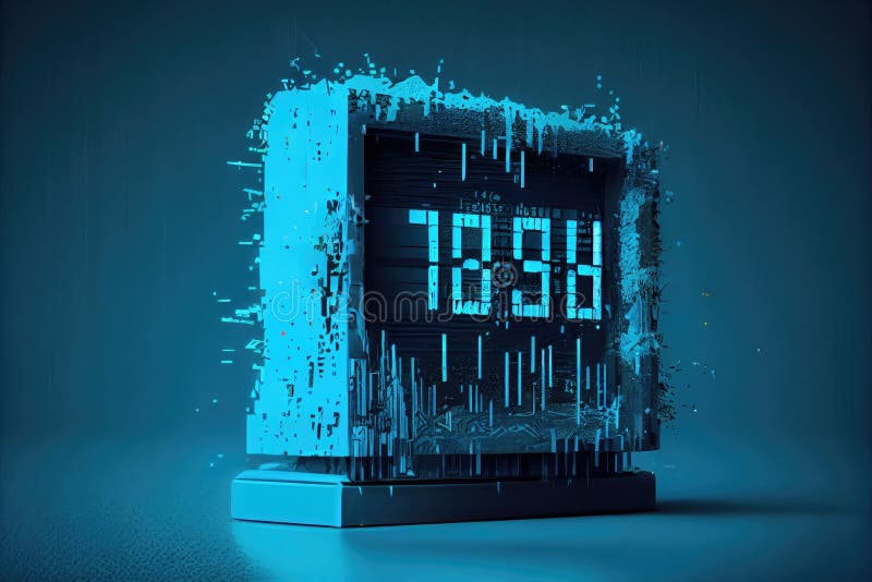 A Glitchy Digital Clock, with the Time Frozen at an Impossible Hour ...