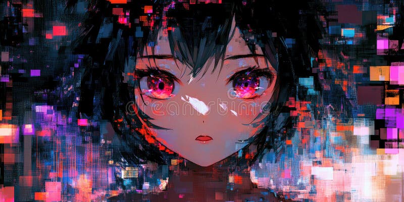 Glitchy Digital Distortion with Pixelation Effects Creating a Bold and ...