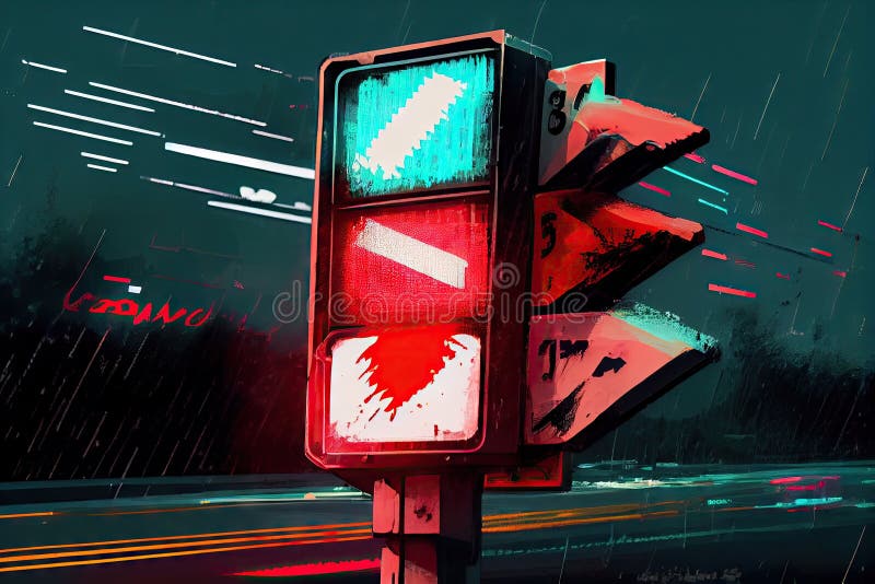 A Glitchy Digital Stop Sign, with the Stock Illustration - Illustration ...