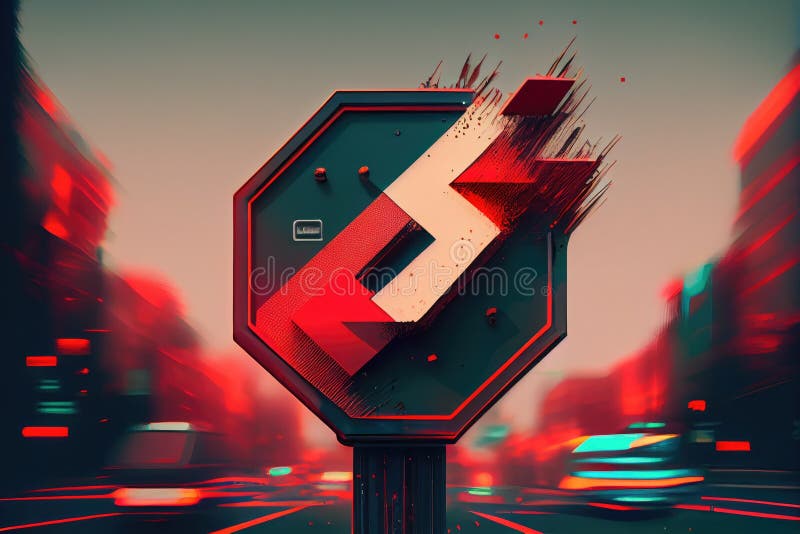 A Glitchy Digital Stop Sign, with the Stock Illustration - Illustration ...