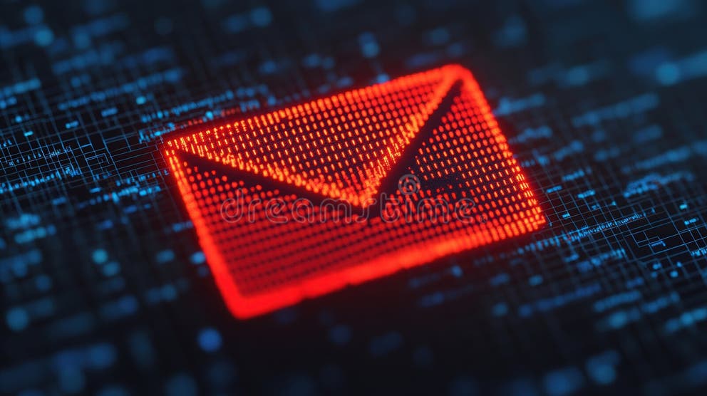 Glitchy Message Notification Symbolizing Digital Deception Stock Image ...