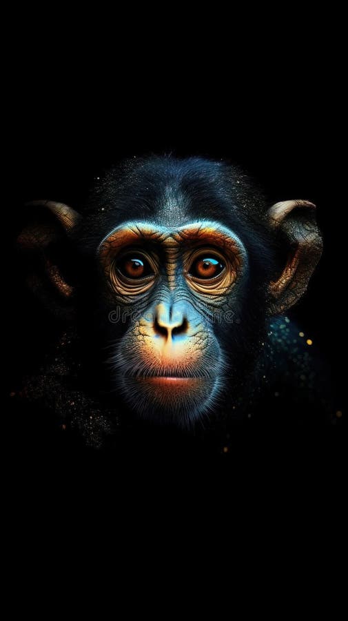 Glitchy Monkey on Dark Background. Generative AI Stock Illustration ...