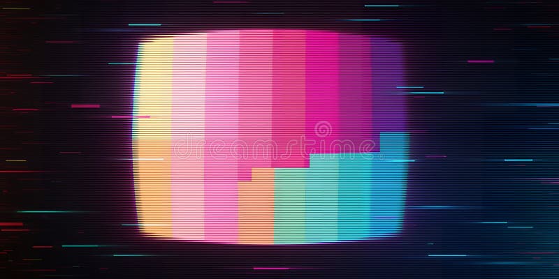 A Glitchy Screen Displaying Horizontal Color Bars with Digital Noise ...