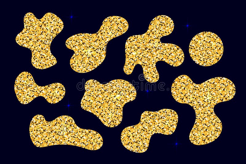 Glitter Abstract Elements. Shiny Golden Shapes Vector Set Stock Vector ...