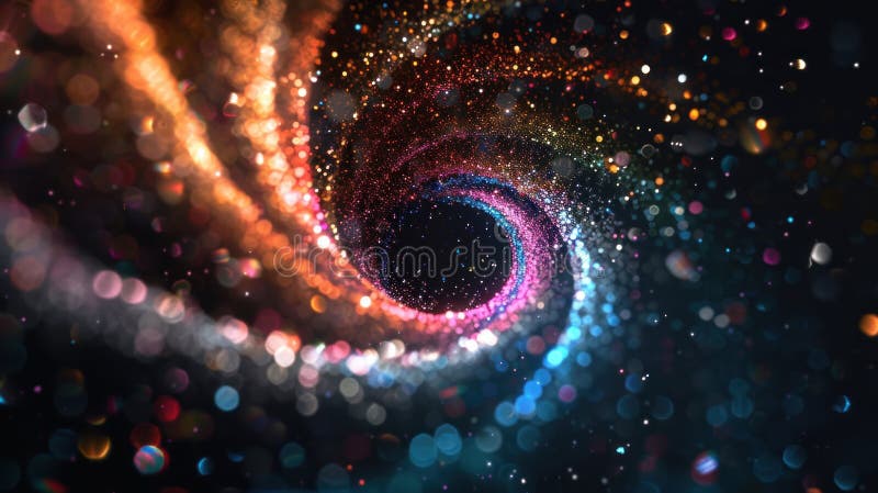 Glitter Colorful Magic Swirl on Black Background. Generative AI Stock ...