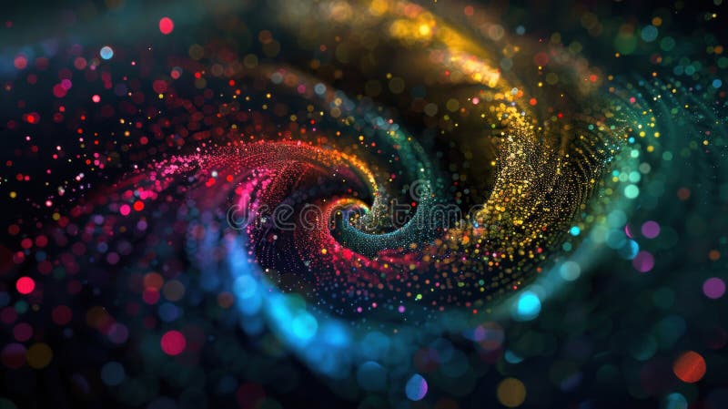 Glitter Colorful Magic Swirl on Black Background. Generative AI Stock ...
