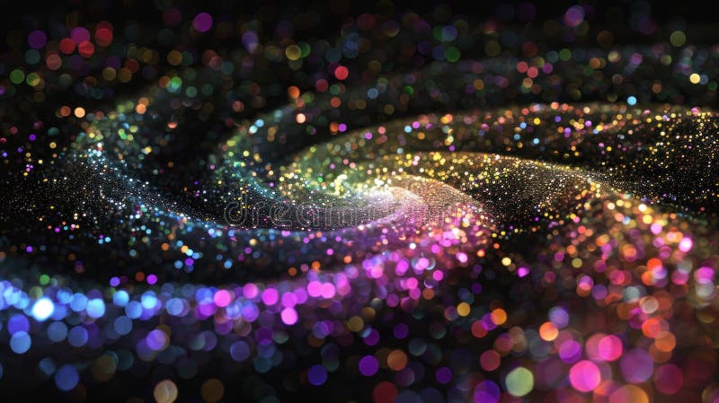 Glitter Colorful Magic Swirl on Black Background. Generative AI Stock ...