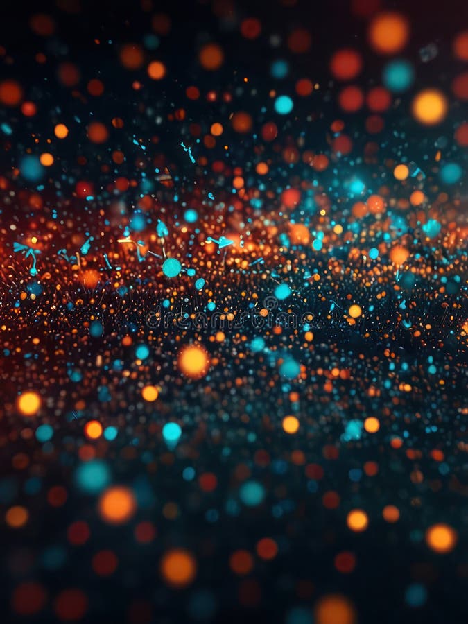Glitter Colour Dots of Light Floating in Dark Atmosphere. Abstract ...