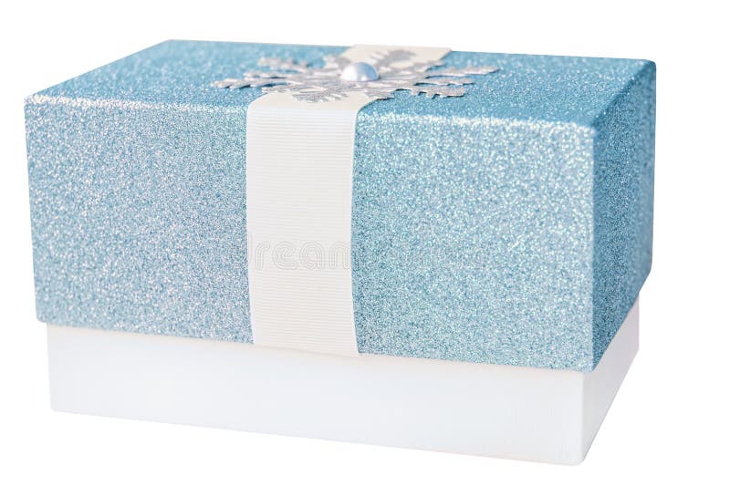 Glitter Gift Box Blue Color Isolated on White Background Stock Image ...