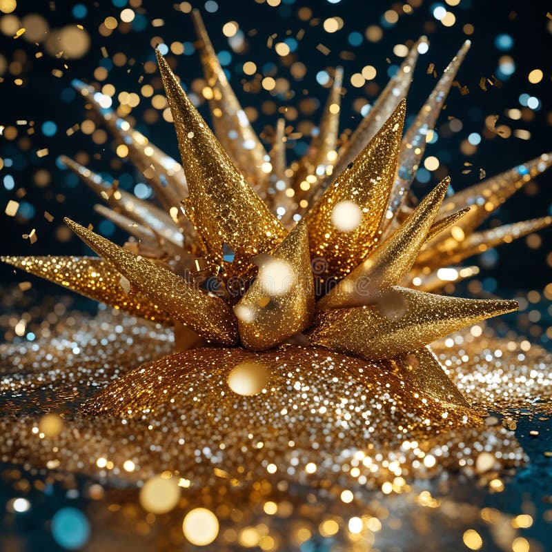 Glitter and Gold Foil Exploding in Celebration Burst Stock Illustration ...