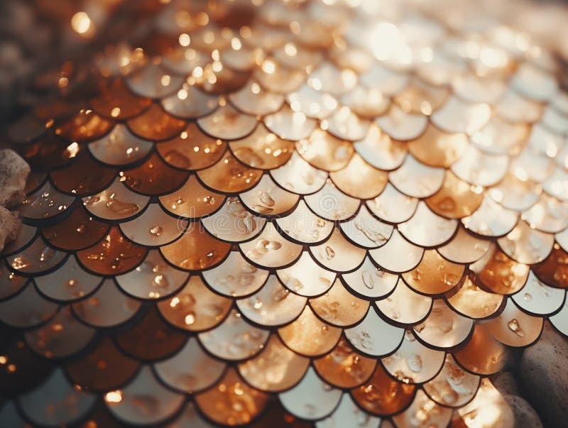 Glitter Golden Pattern with Fish Scale Abstract Texture. Stock Image ...