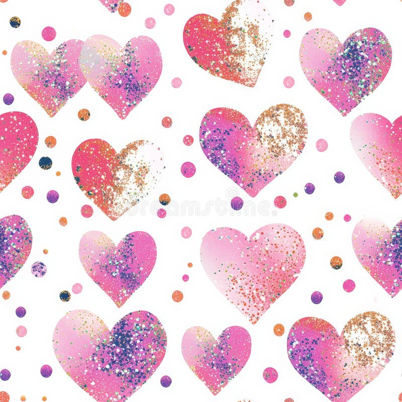 A Glitter Heart Pattern, Where Each Heart Sparkles with Tiny Shimmering ...