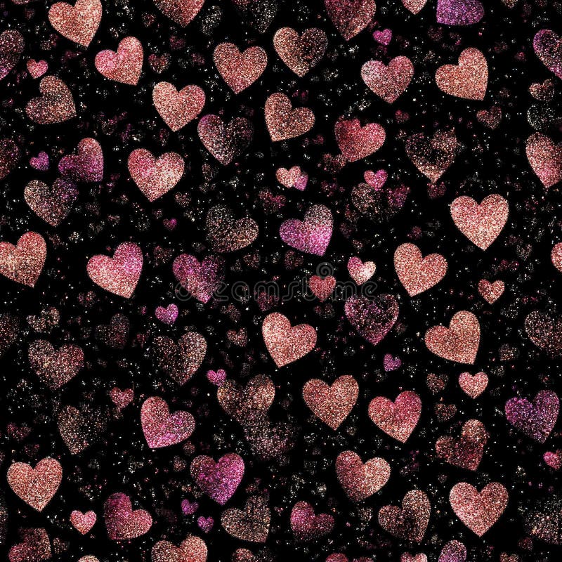 A Glitter Heart Pattern, Where Each Heart Sparkles with Tiny Shimmering ...