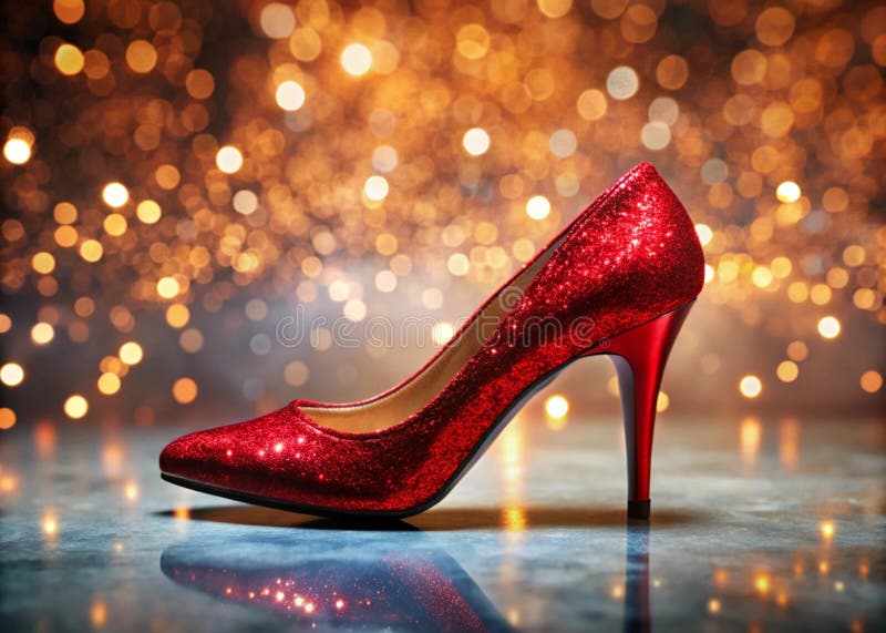 Glitter High Heeled Shoe with Sparkling Bokeh Lights Generative Ai ...