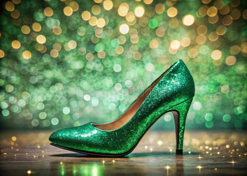 Glitter High Heeled Shoe with Sparkling Bokeh Lights Generative Ai ...