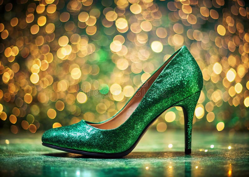 Glitter High Heeled Shoe with Sparkling Bokeh Lights Generative Ai ...