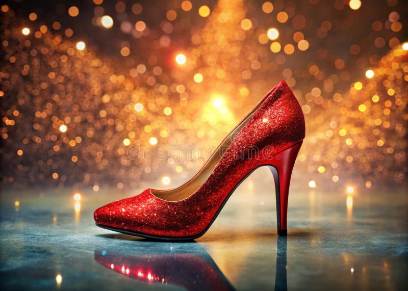 Glitter High Heeled Shoe with Sparkling Bokeh Lights Generative Ai ...