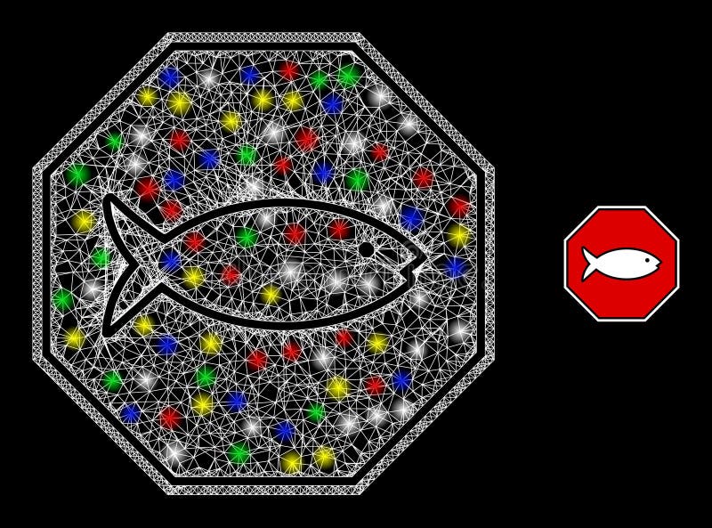 Glitter Irregular Mesh Fish Danger Octagon Icon Stock Vector ...