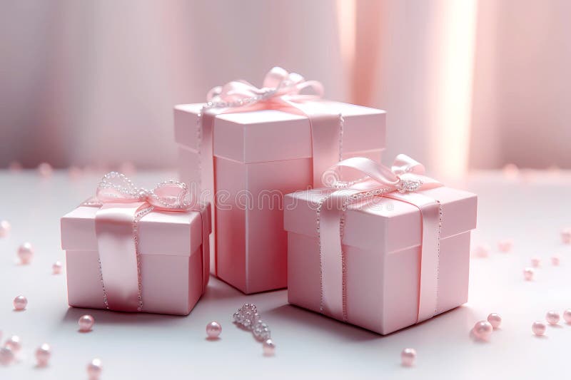 Glitter Pink Gift Boxes. Lovely Background for a Postcard Stock ...