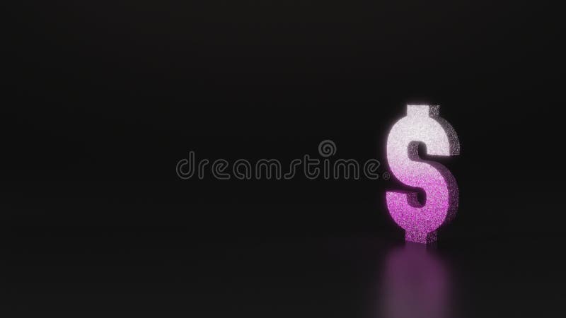Science Glitter Symbol of Dollar Icon 3D Rendering Stock Illustration ...