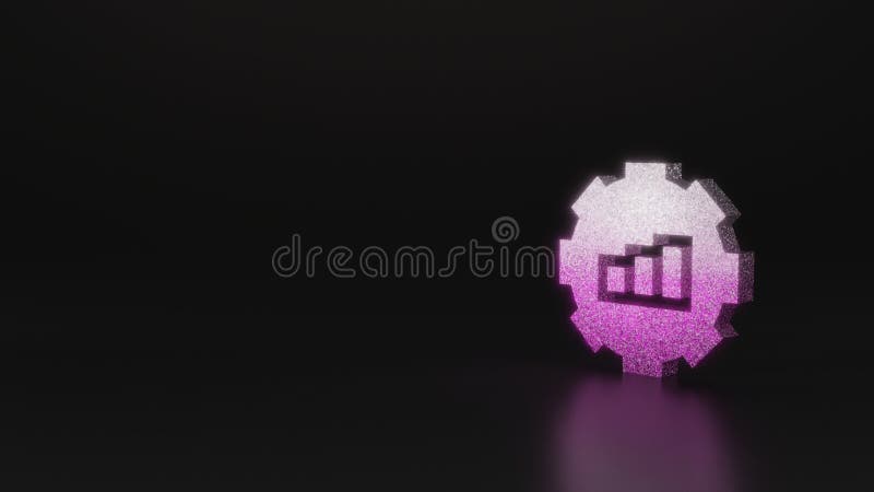 Science Glitter Symbol of Gear Icon 3D Rendering Stock Illustration ...