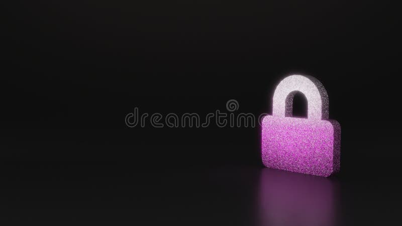 Science Glitter Symbol of Lock Icon 3D Rendering Stock Illustration ...