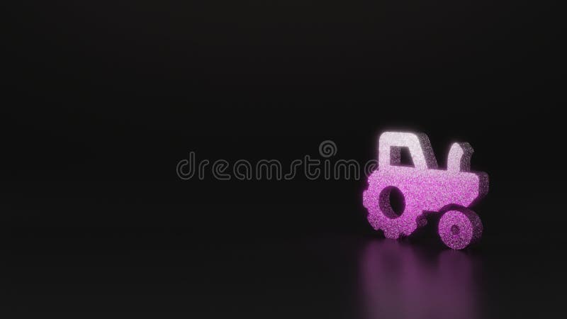 Science Glitter Symbol of Tractor Icon 3D Rendering Stock Illustration ...