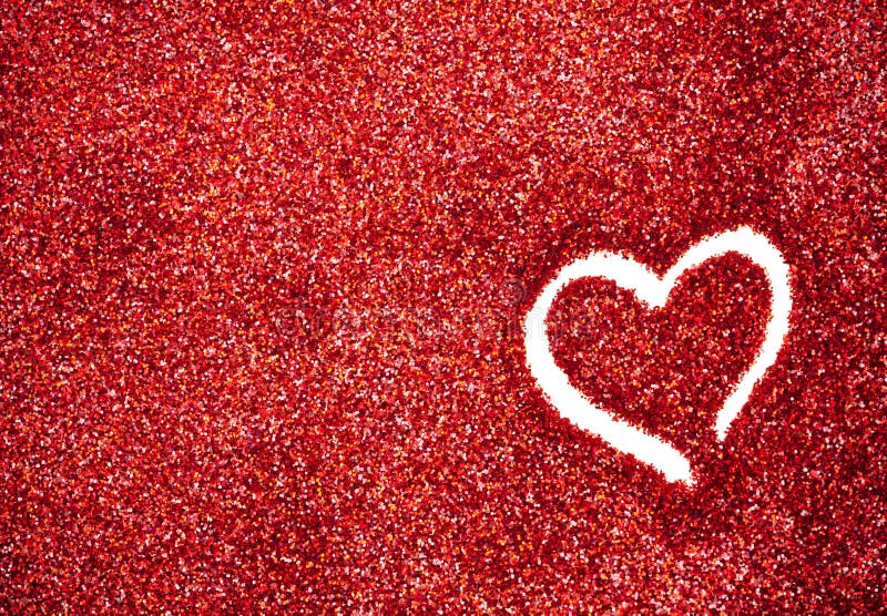 Glitter: Red Glitter with Heart Drawn Background Stock Photo - Image of ...
