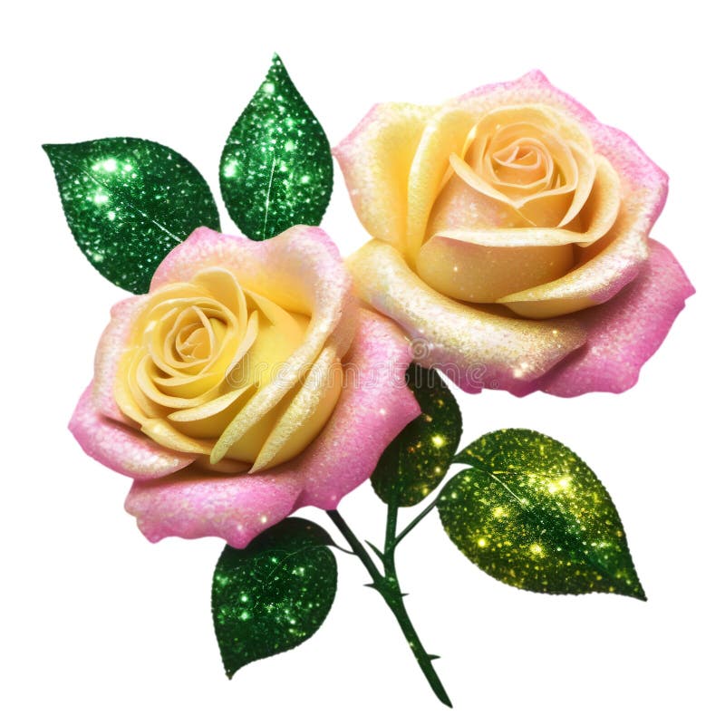 Glitter Roses on a White Background. AI-Generated. Stock Photo ...