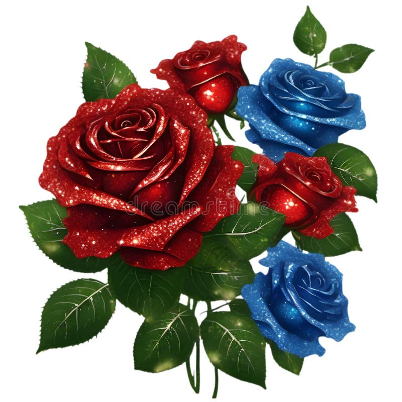 Glitter Roses on a White Background. AI-Generated. Stock Photo ...