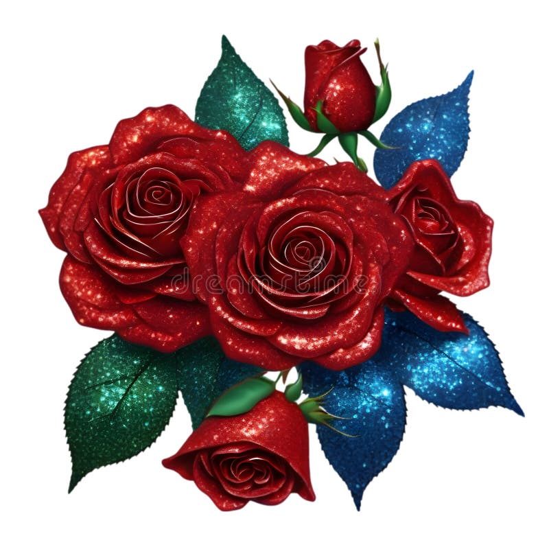 Glitter Roses on a White Background. AI-Generated. Stock Image ...