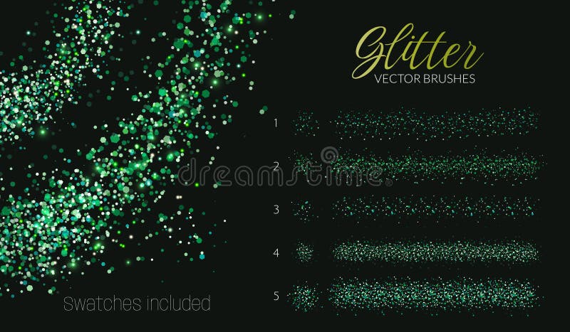 Glitter Scatter Brushes. Set of Abstract Green Textures. Stock ...